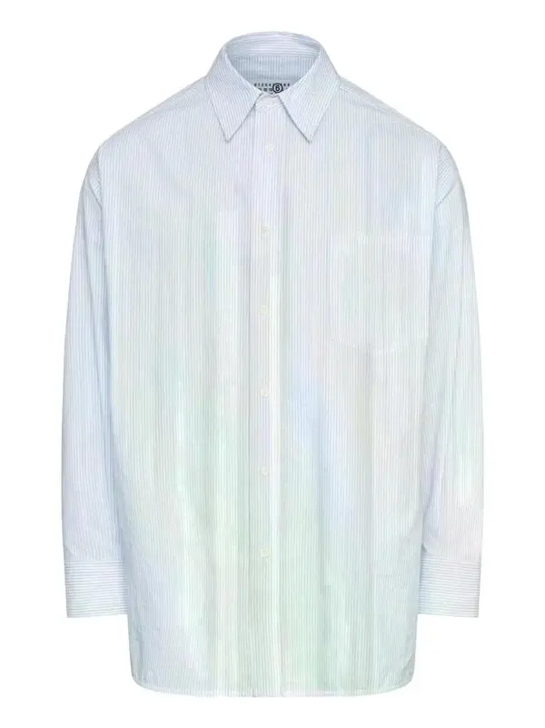 MAISON MARGIELA Striped Button-down Cotton Shirt - Blue