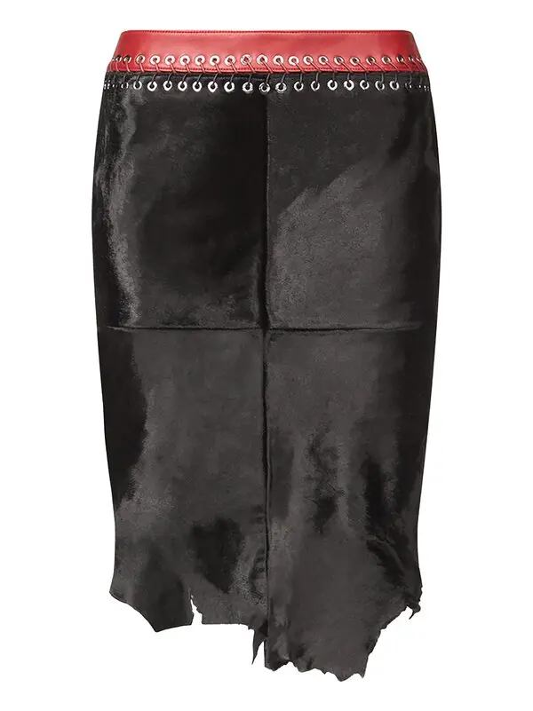LUDOVIC DE SAINT SERNIN Lucy Embellished Leather Midi Skirt - Black