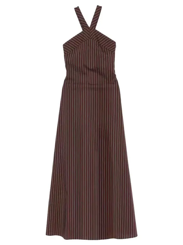 Patrizia Pepe Pinstripe Pattern Maxi Dress - Brown