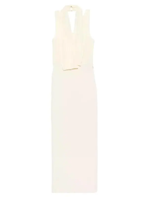 Patrizia Pepe Draped Long Dress - Neutrals