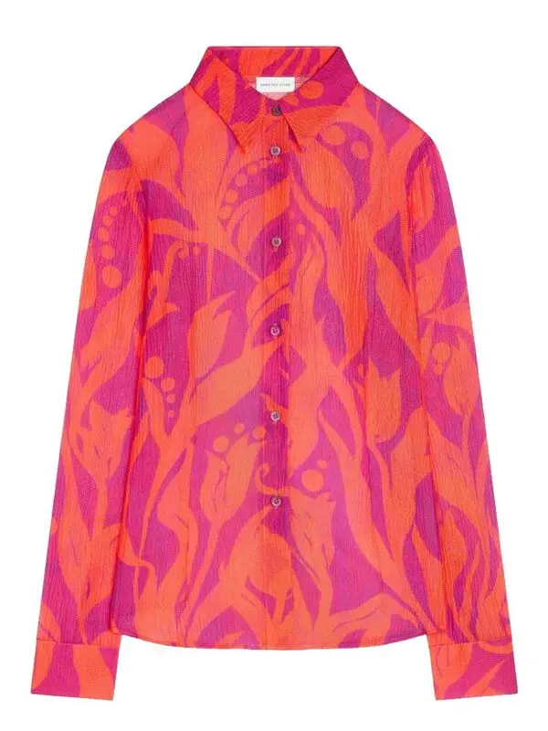 Dries Van Noten Patterned Silk Shirt - Orange