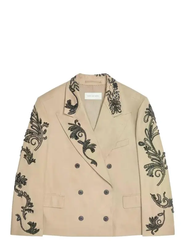 Dries Van Noten Embroidered Double-breasted Blazer - Neutrals