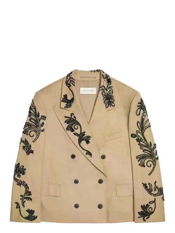 Dries Van Noten Embroidered Double-breasted Blazer - Neutrals