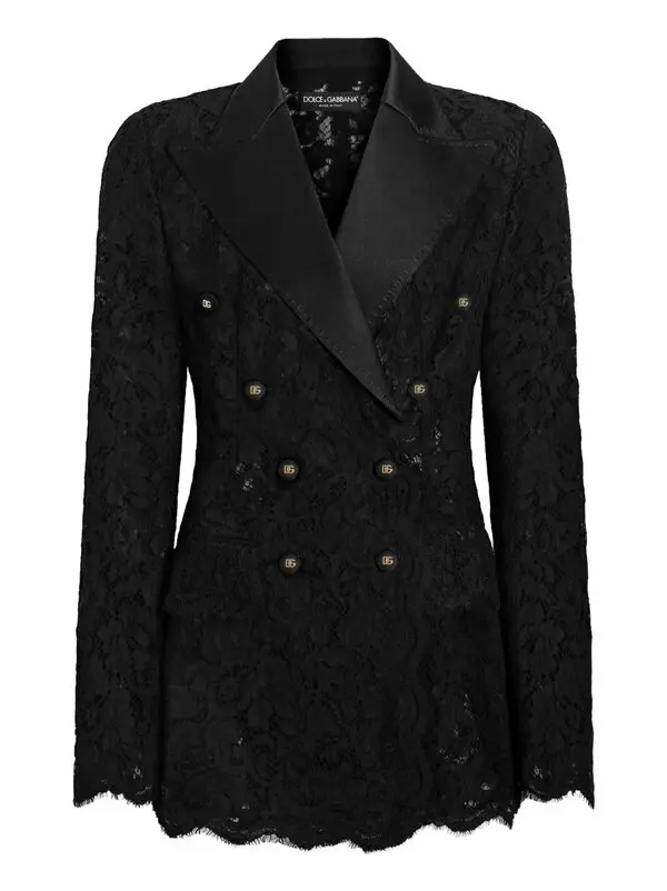 Dolce & Gabbana Double-breasted Lace Blazer - Black