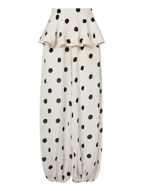 ADRIANA DEGREAS Polka-dot Balloon Pants - White