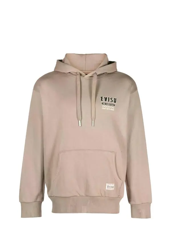 EVISU Cotton Logo-patch Hoodie - Neutrals