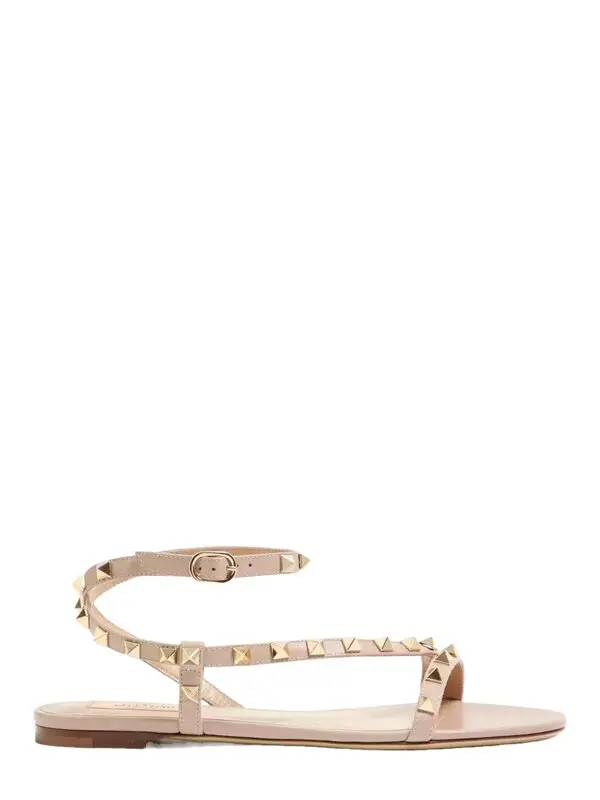 Valentino Garavani Rockstud Calfskin Sandals - Neutrals