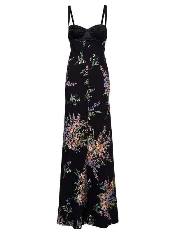 Dolce & Gabbana Floral Silk-blend Charmeuse Maxi Dress - Black