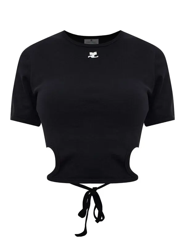 COURREGES Asymmetric Top With Tie Detail - Black