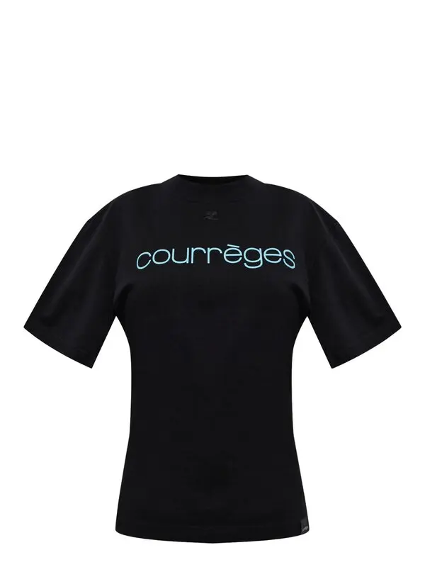 COURREGES T-shirt With Printed Logo - Black