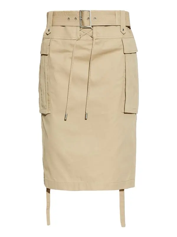 Alexander McQueen Mid-length Skirt With Cargo Pockets - Beige