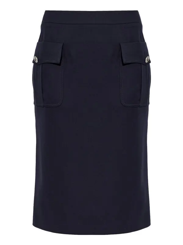 Alexander McQueen Knee-length Wool Skirt - Navy Blue