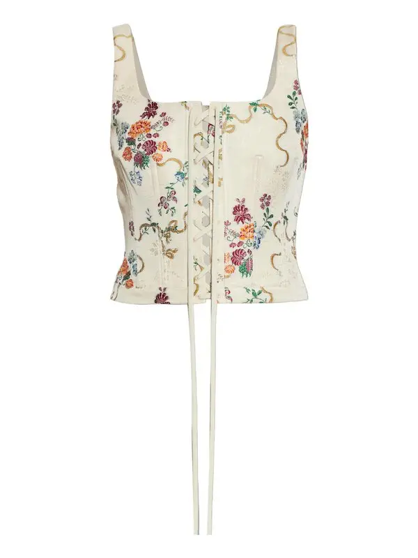 Alexander McQueen Floral Motif Corset Top - Cream
