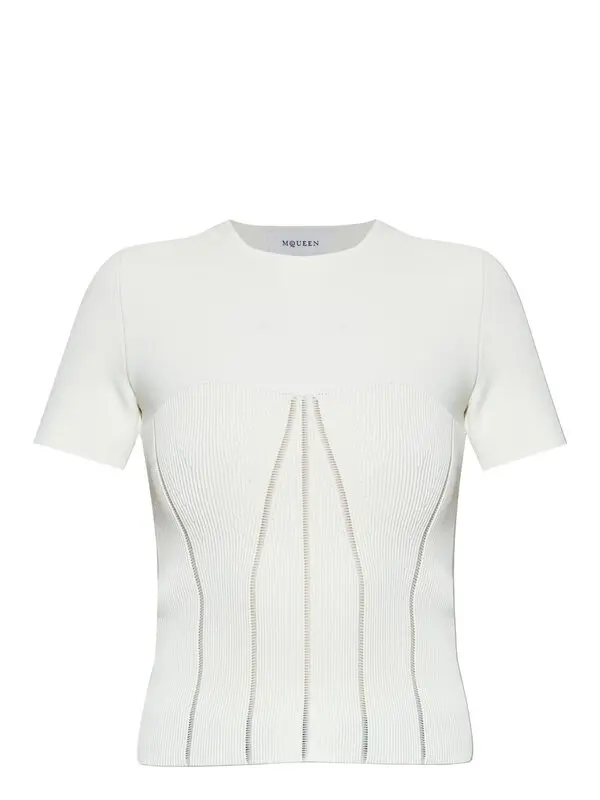 Alexander McQueen T-shirt With Decorative Knit Weave - White