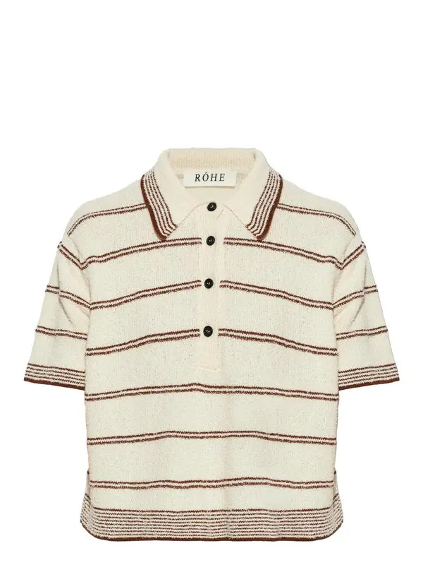 RÓHE Striped Polo - Cream