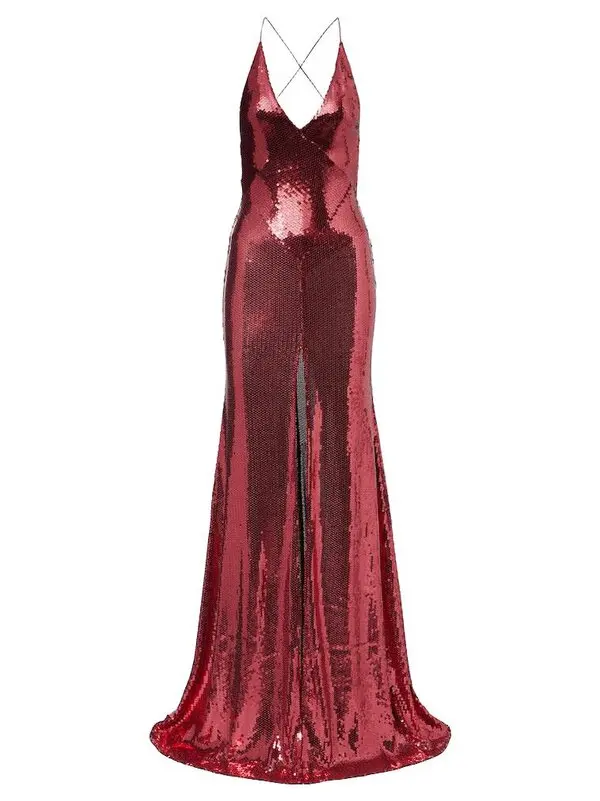 Alex Perry Sequined Gown - Red
