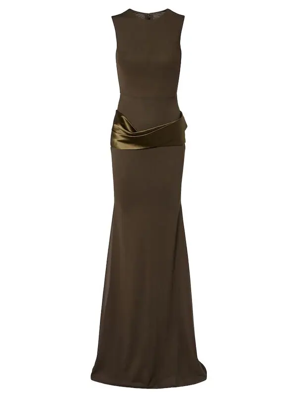 Alex Perry Satin-trimmed Gown - Green
