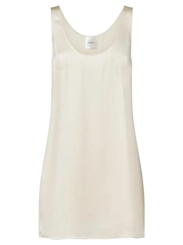 LESET Barb Satin Mini Dress - White
