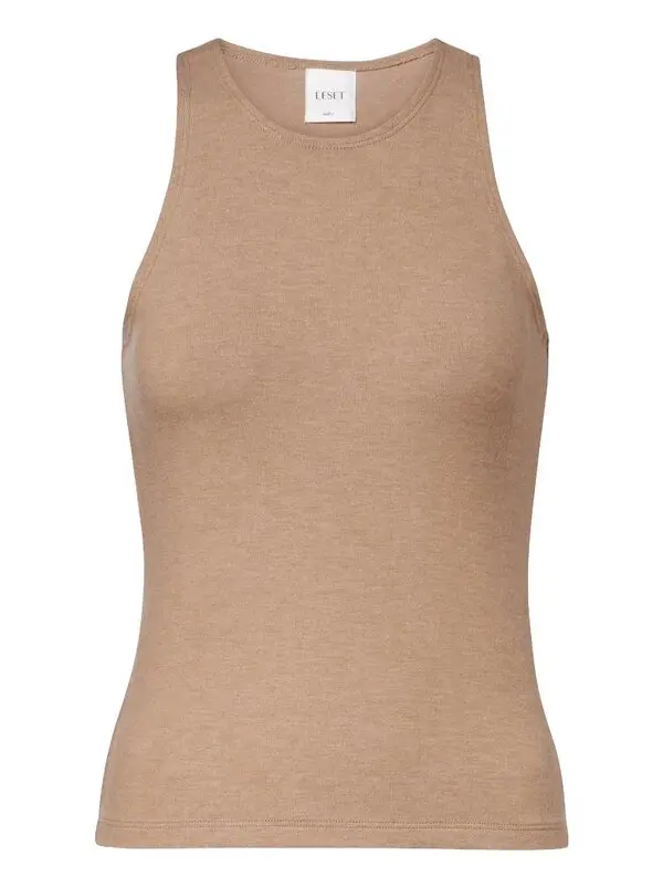 LESET Lauren Jersey Top - Beige