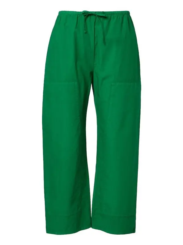 LESET Kyoto Cropped Wide-leg Cotton Pants - Green