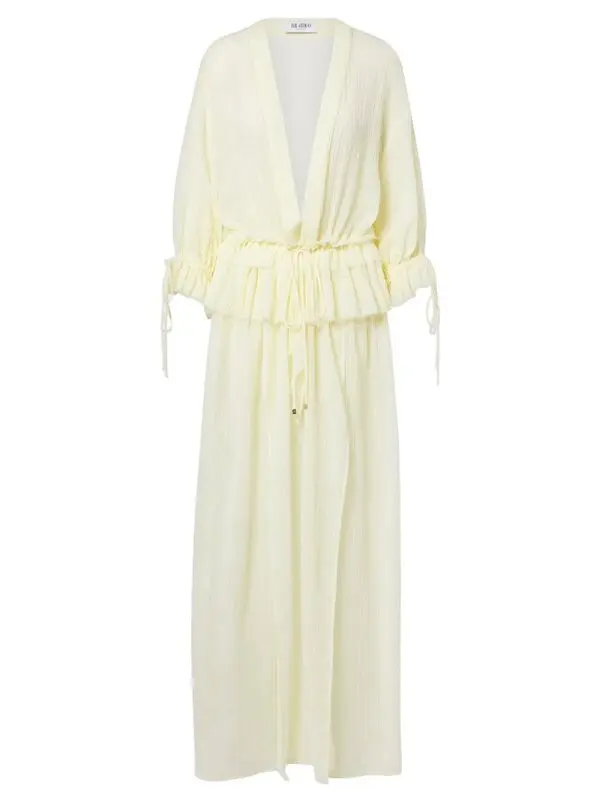 Attico Ruffled Cotton Maxi Dress - White