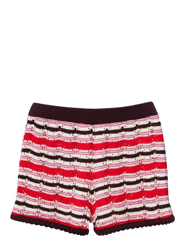 Attico Striped Crochet Cotton Shorts - Multicoloured