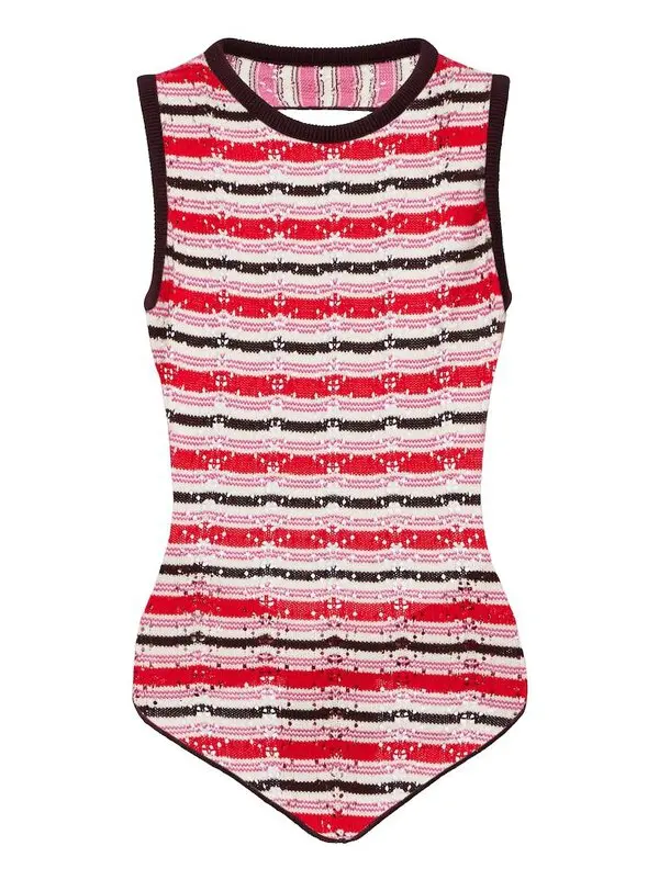 Attico Striped Crochet Cotton Top - Multicoloured