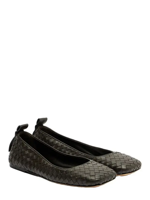 Bottega Veneta Charlotte Intrecciato Leather Ballet Flats - Brown