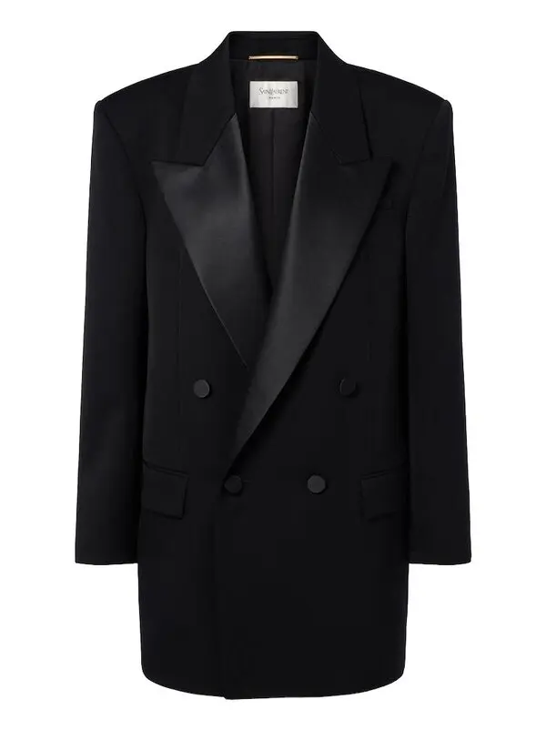 Saint Laurent Double-breasted Oversized Wool Blazer - Black