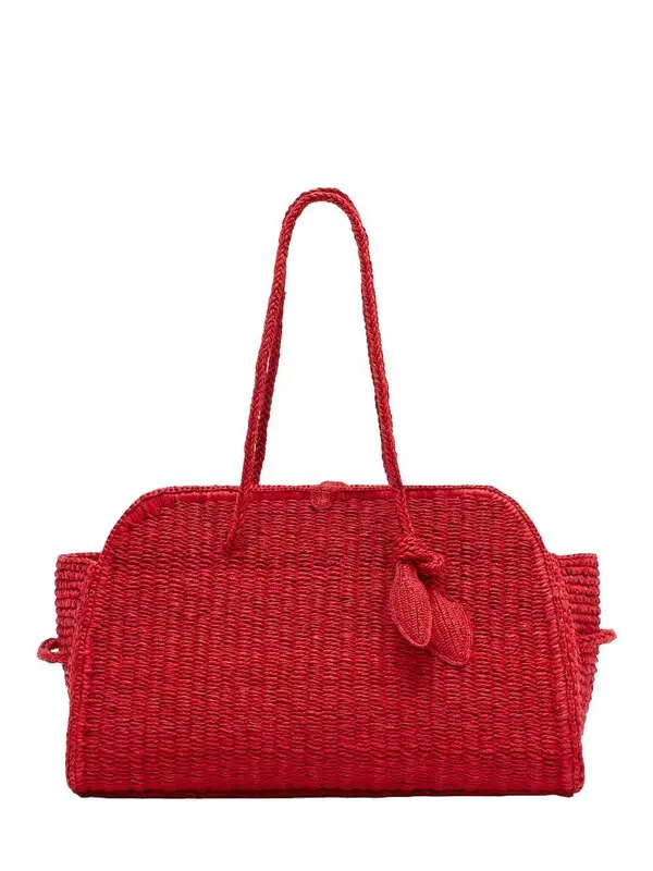 Jacquemus Turismo Small Raffia Bowling Bag - Red