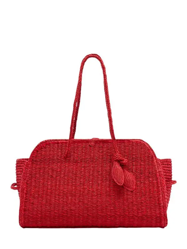 Jacquemus Turismo Small Raffia Bowling Bag - Red