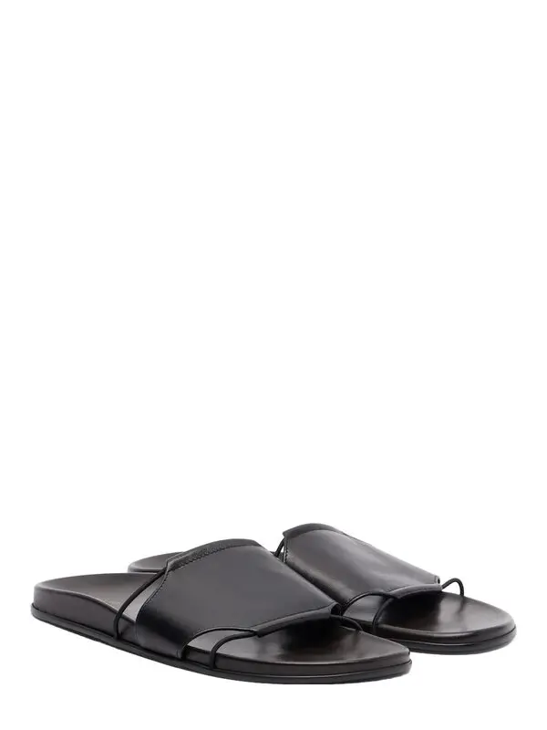 THE ROW Vivienne Leather Slides - Black
