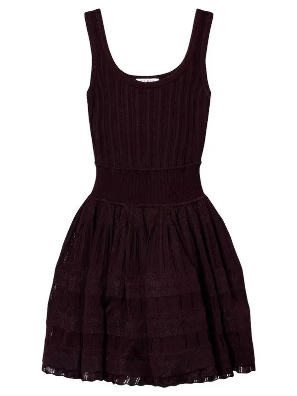 Alaïa Ribbed-knit Scalloped Minidress - Burgundy