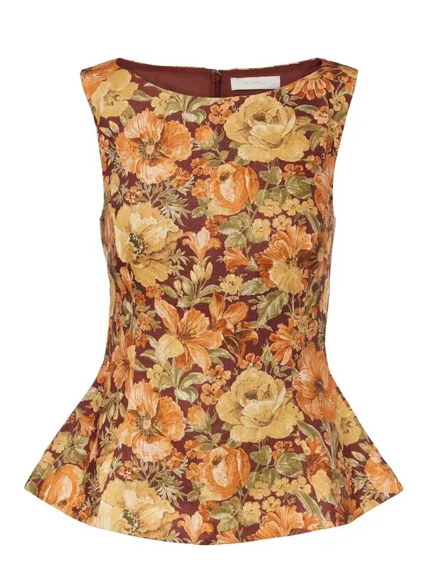 Faithfull The Brand Ana Floral Linen Top - Brown
