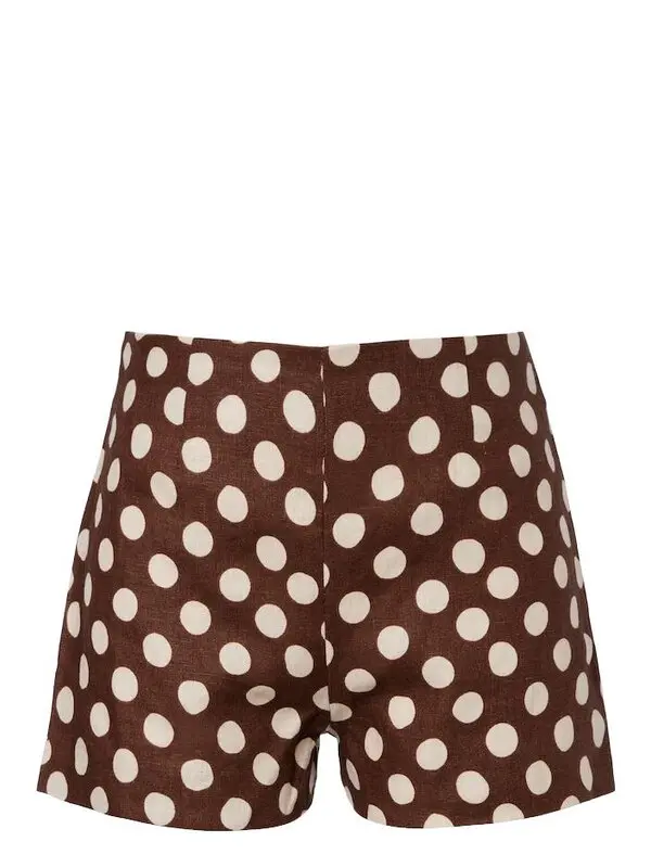 Faithfull The Brand Lila Polka-dot Linen Shorts - Brown