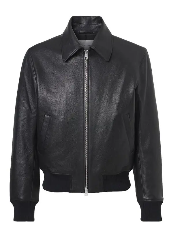 Ami Leather Blouson Jacket - Black