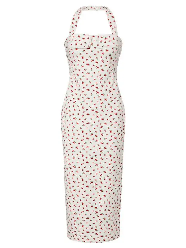 Posse Ebony Lace-trimmed Printed Midi Dress - White