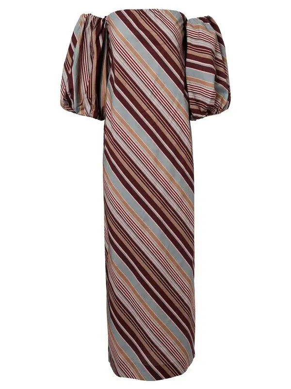 ADRIANA DEGREAS Striped Off-shoulder Maxi Dress - Multicoloured