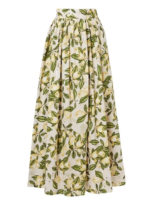 ADRIANA DEGREAS Printed Cotton-blend Maxi Skirt - Beige