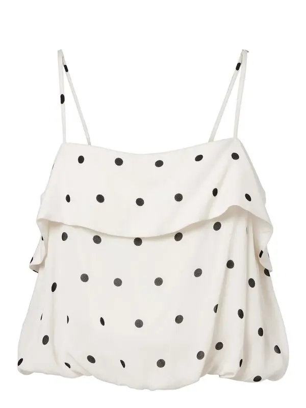 ADRIANA DEGREAS Polka-dot Crop Top - White