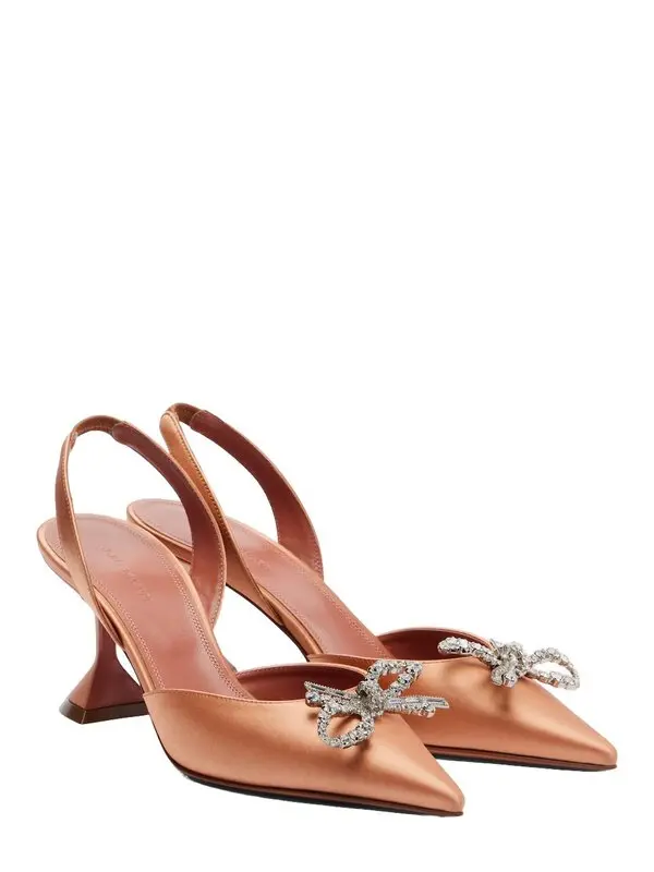 Amina Muaddi Rosie Embellished Slingback Pumps - Beige