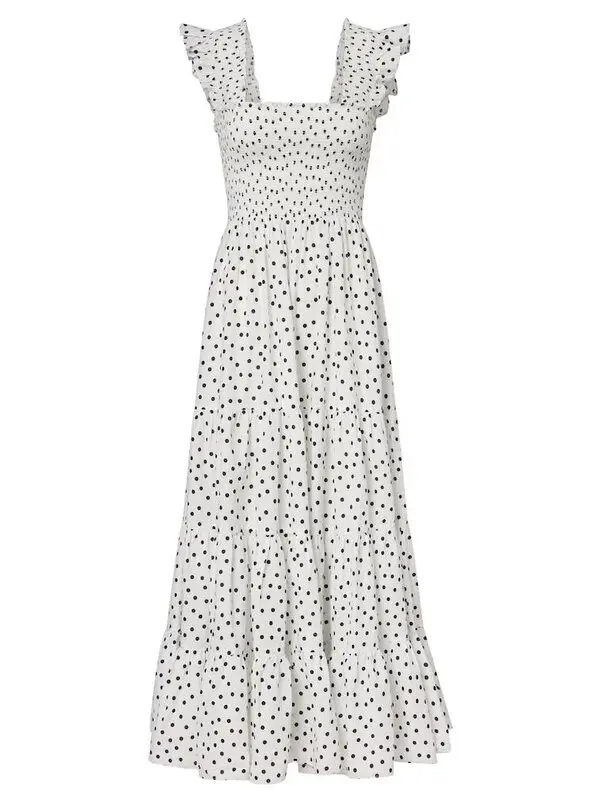 Rixo Kendall Polka-dot Cotton Midi Dress - White