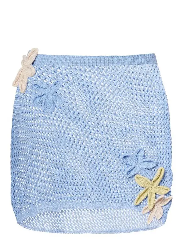 BANANHOT Cori Open-knit Lamé Miniskirt - Blue