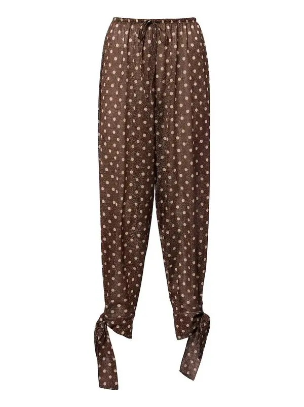 Oseree Polka-dot Tapered Pants - Brown