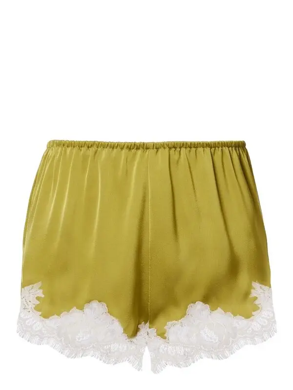 Faithfull The Brand Norden Lace-trimmed Satin Shorts - Green