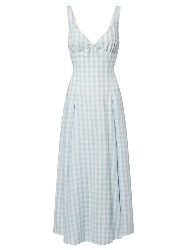 Faithfull The Brand Adalee Gingham Midi Dress - Blue