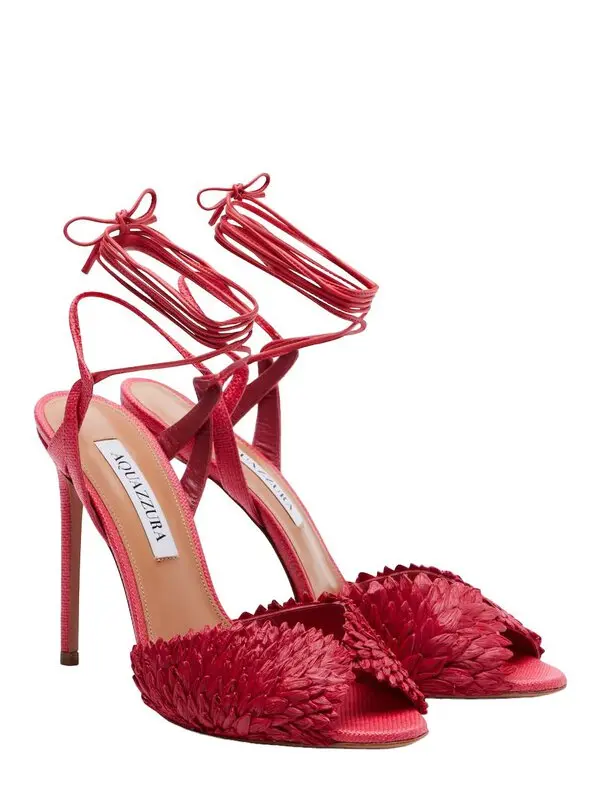 AQUAZZURA Rio Flirt Raffia Sandals - Pink