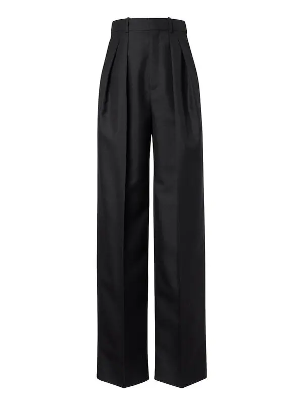 Saint Laurent Wool And Mohair Wide-leg Pants - Black