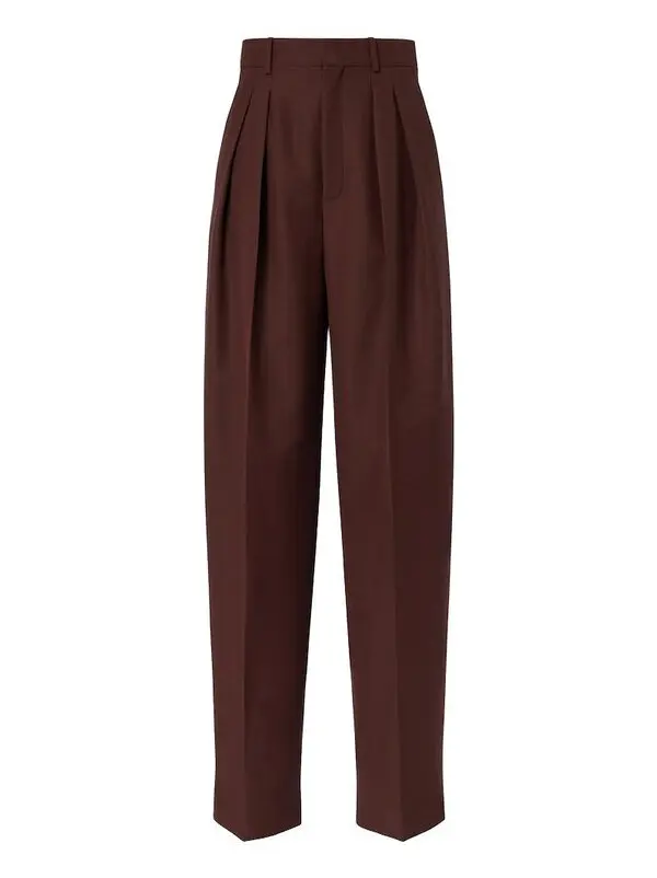 Saint Laurent Wool And Mohair Wide-leg Pants - Brown