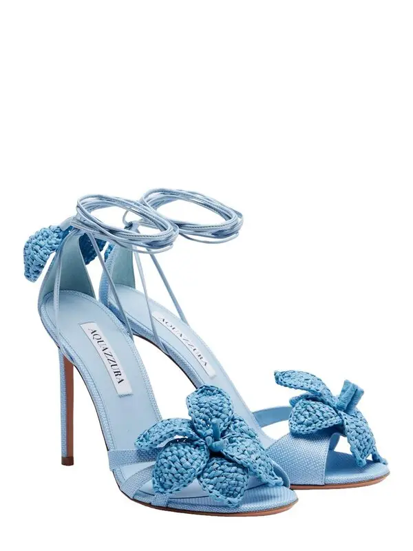 AQUAZZURA Calypso Raffia Sandals - Blue